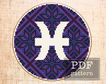 Pisces cross stitch | Etsy