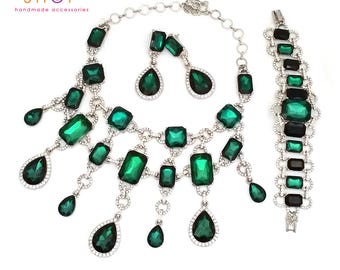 Emerald green jewelry | Etsy