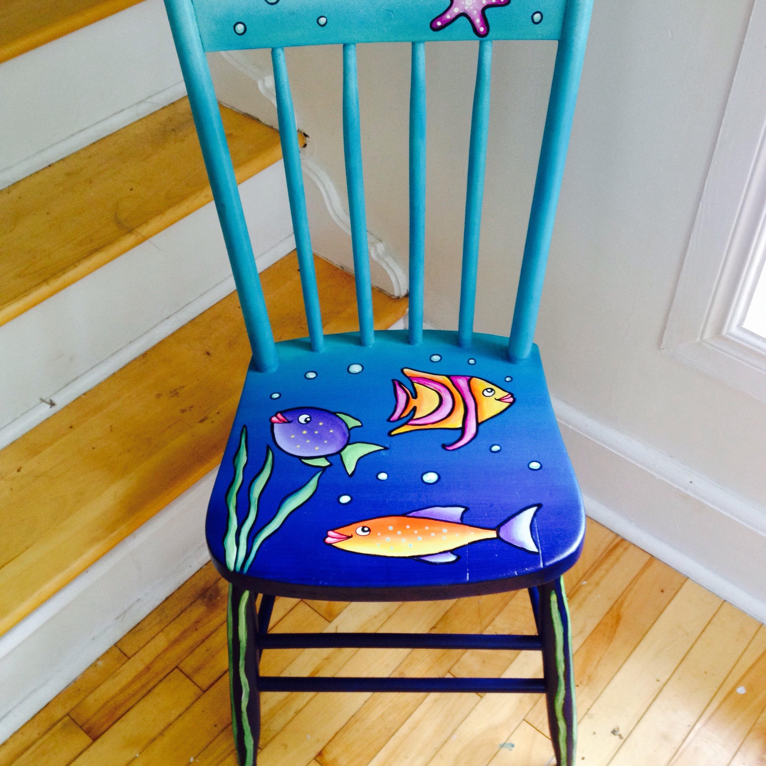 Funky hand-painted watermelon chair or stool