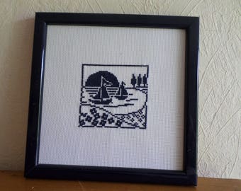 Cello Modern Cross Stitch Pattern PDF Chart Black Monochrome