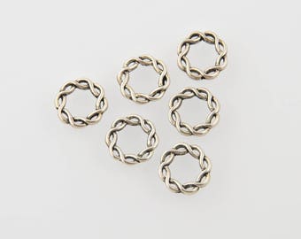 30 of 925 Sterling Silver Twisted Circle Closed Rings 5mm.