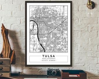 Tulsa street map | Etsy