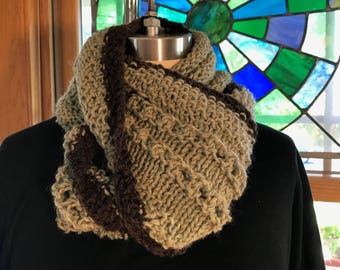 Knitted Infinity Scarf Cowl Neck Warmer Oatmeal Beige/Cream