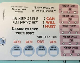 Fitness and Diet Motivation Stickers for Life Planners and