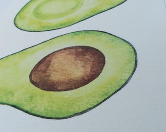 Avocado Note Cards Watercolor Avocado Stationery Blank Note