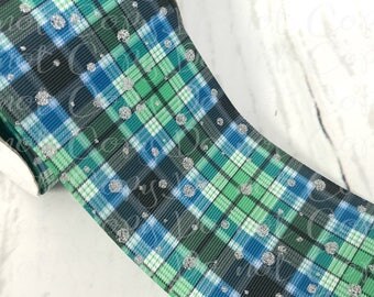 Green plaid ribbon | Etsy