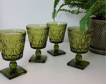 Green water goblets | Etsy