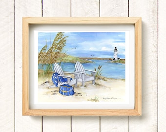 Watercolor beach | Etsy