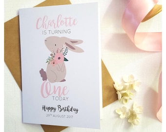 Rabbit birthday card | Etsy