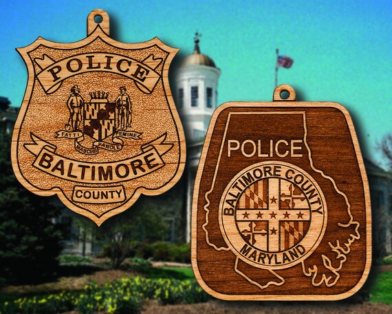 Wooden Baltimore County Police Badge or Shoulder Patch Hanging