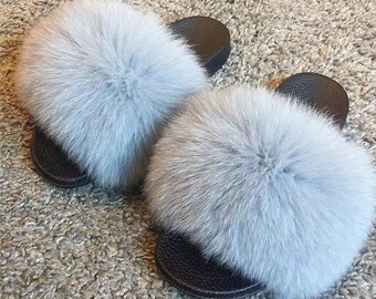 Fur slides | Etsy