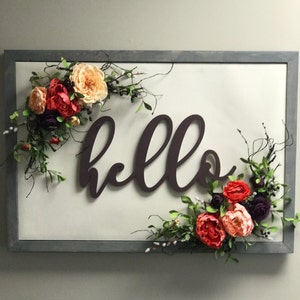 Large Hello Wood Word Cutout Laser Cut Word Front Door