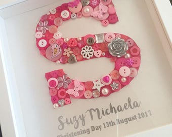 Initial Button Art Button Letter Page Boy Gift New Baby Boy