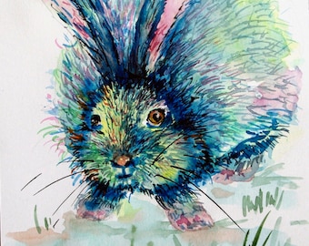 Rabbit art watercolor painting watercolor rabbit rabbit