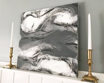 Gray abstract art | Etsy