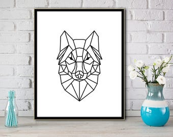Geometric wolf | Etsy