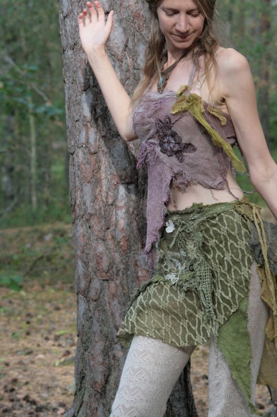 Woodland Nymph Fairy Costume Raw Silk Skirt