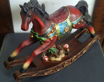Red rocking horse | Etsy