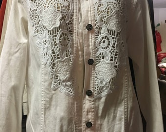 Crochet denim jacket | Etsy