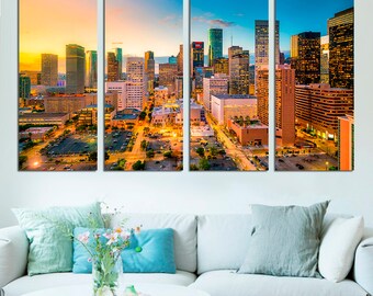 Houston skyline | Etsy
