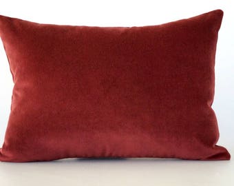 Rust velvet throw pillow cover 18x18 20x20 22x22 24x24 26x26