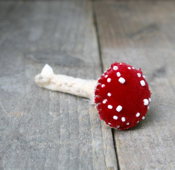 Toadstool Brooch Red Velvet Toadstool Fabric Toadstool