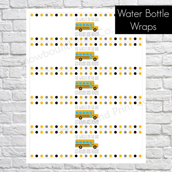 Printable Water Bottle Wraps School Bus Water Bottle Labels