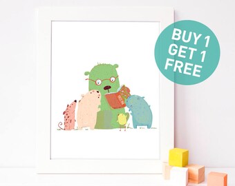 Book Print Art 11x14 Books Poster Wall Decor Book Reading