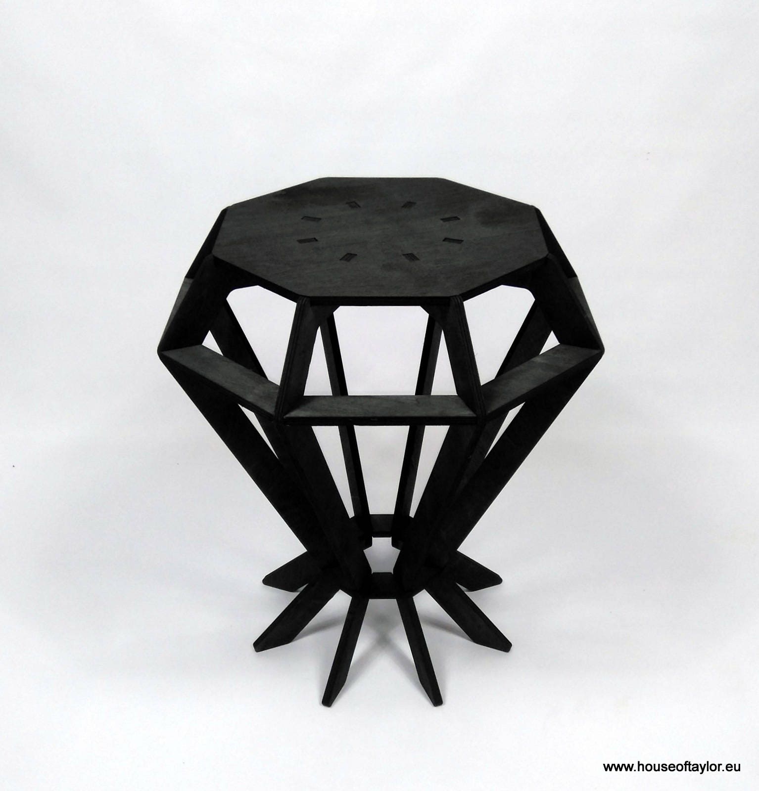 Diamond Shaped Side Table Small Table Laser Cut Plywood Table.