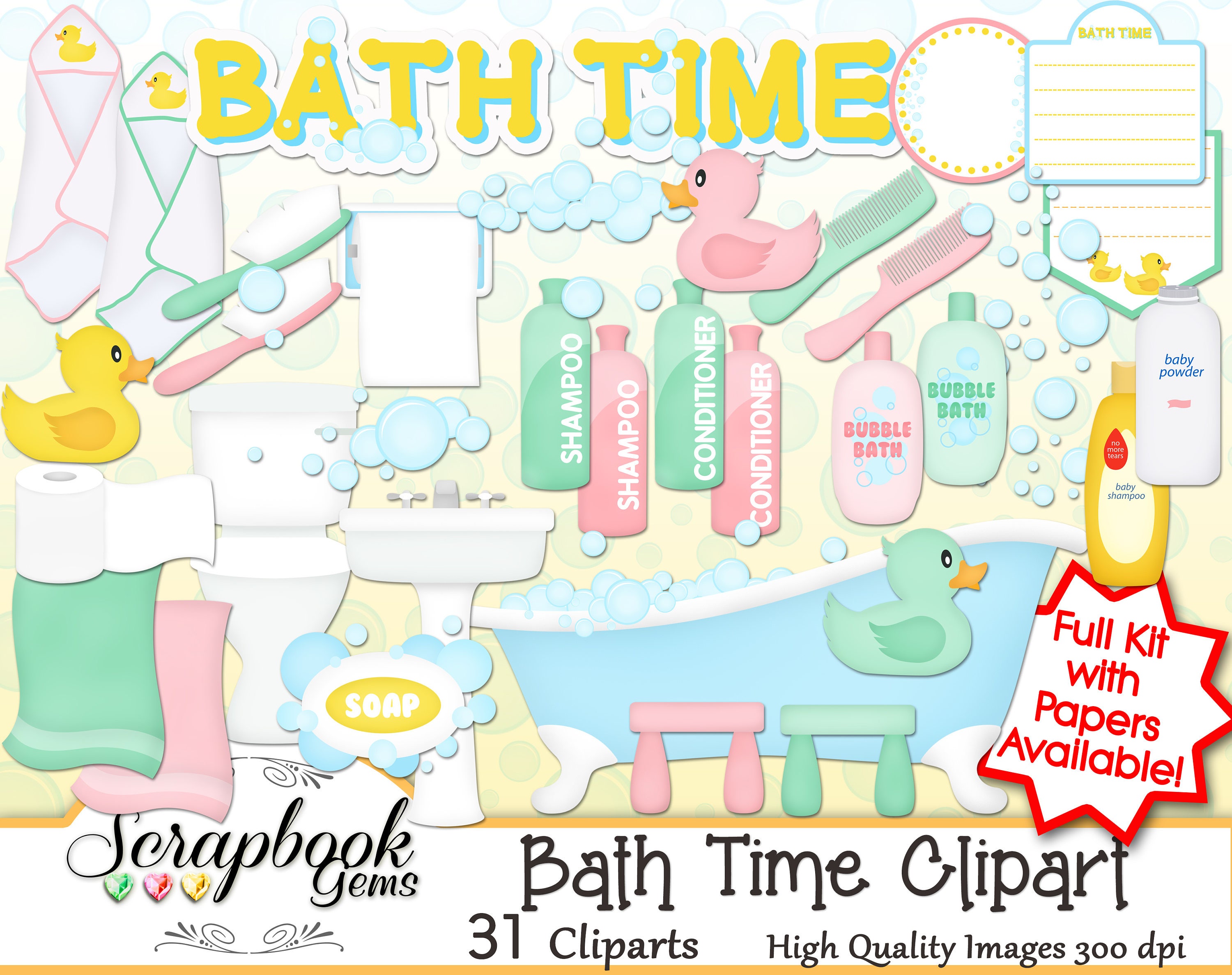 BATH TIME Clipart 31 png Clipart files Instant Download soap