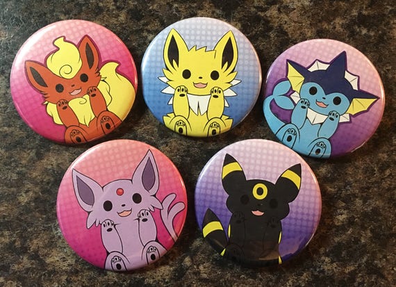 Pokemon Eevee Evolution Buttons Pokemon Eevee Evolution Buttons