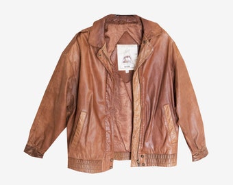 Brown leather jacket | Etsy