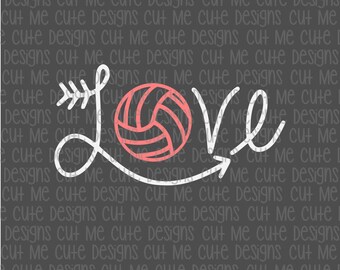 Love volleyball svg | Etsy
