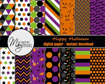 Halloween digital paper Happy Halloween paper pack Halloween