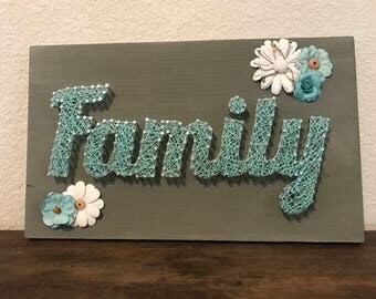 Custom Made to Order Family String Art with hangers for