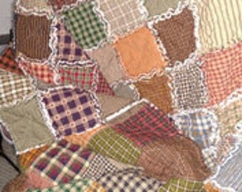 Primitive rag quilt | Etsy