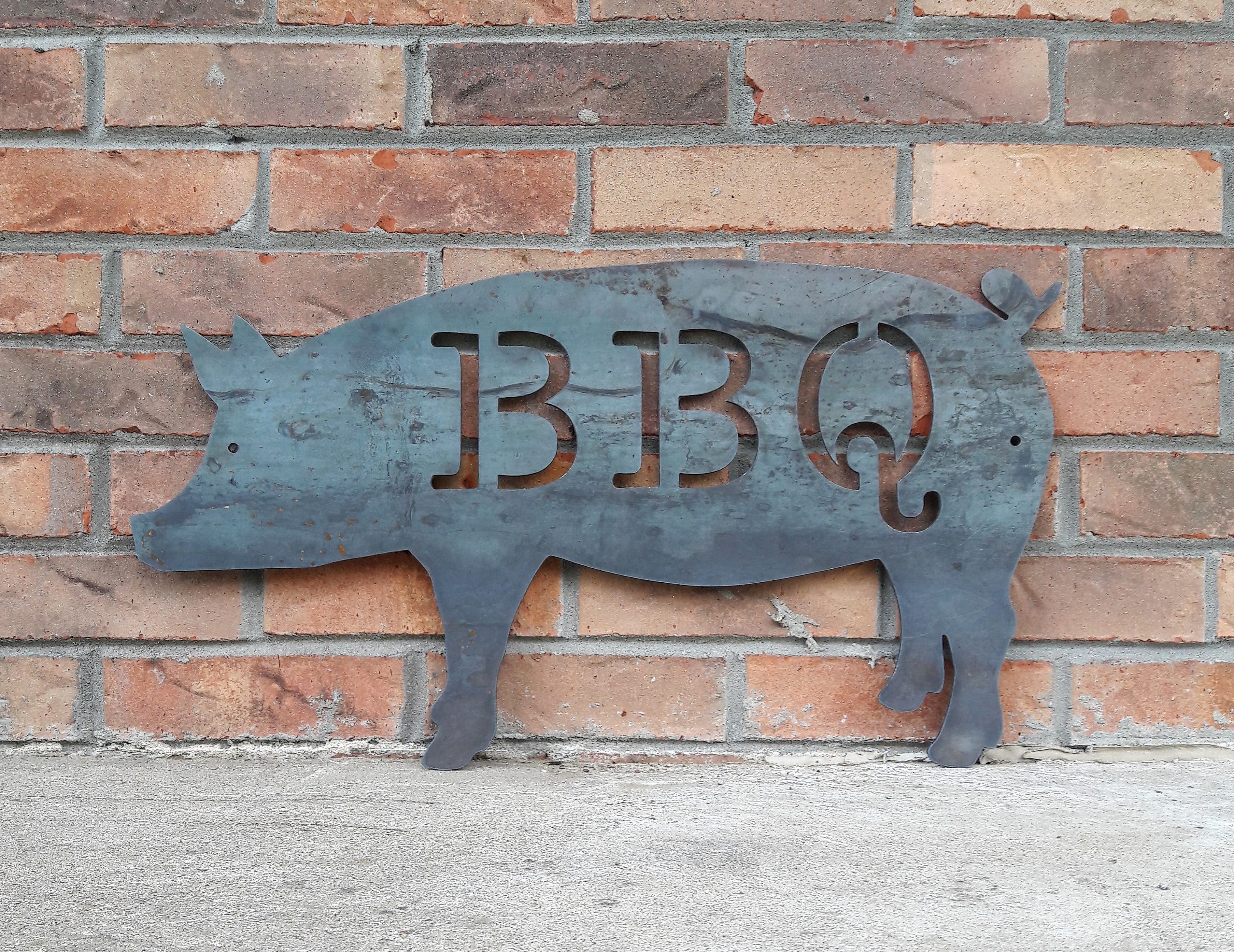 BBQ Pig Metal Sign Kitchen Butcher Shop Barbecue BBQ Pig