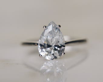 Pear diamond ring | Etsy