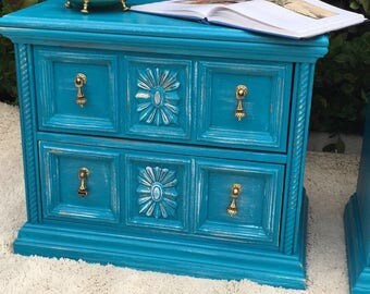 Blue nightstand | Etsy