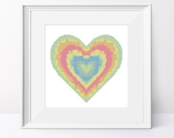 Heart cross stitch | Etsy