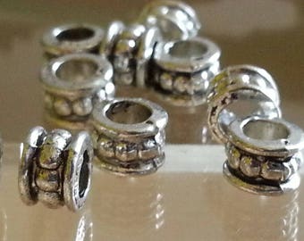 4p Tibetan silver Separators Diamond AB Bead Fits European