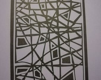 Abstract linocut | Etsy