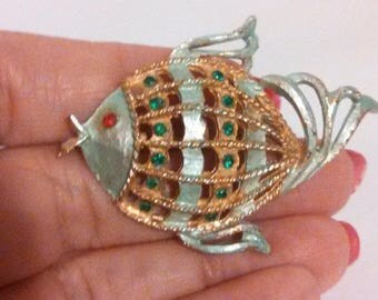 Vintage fish brooch | Etsy