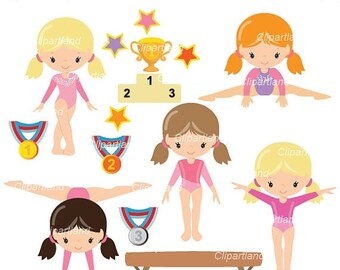 Gymnast girl clipart | Etsy