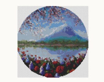 Mountain crossstitch | Etsy