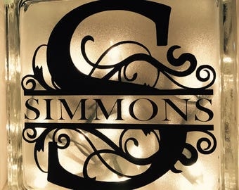 Monogram glass block | Etsy