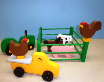 Wooden farm toys | Etsy