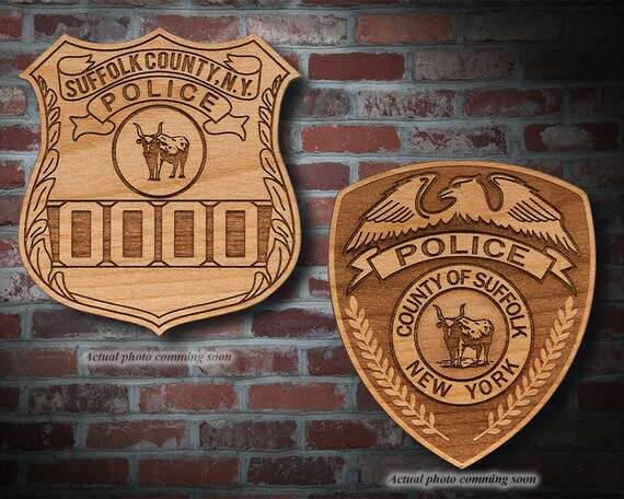 Personalized Wooden Suffolk Co. Police Shield or Patch Plaque
