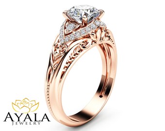 Ayala Jewelry Unique Engagement Ring Rose Gold by AyalaDiamonds