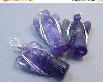 Wire Wrapped Angel Pendant Swarovski White Pearls Baby